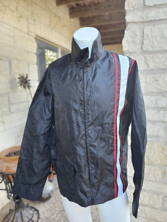 unmarked | Jackets & Coats | Vintage Black Nylon Full Zip Racing Hot ...